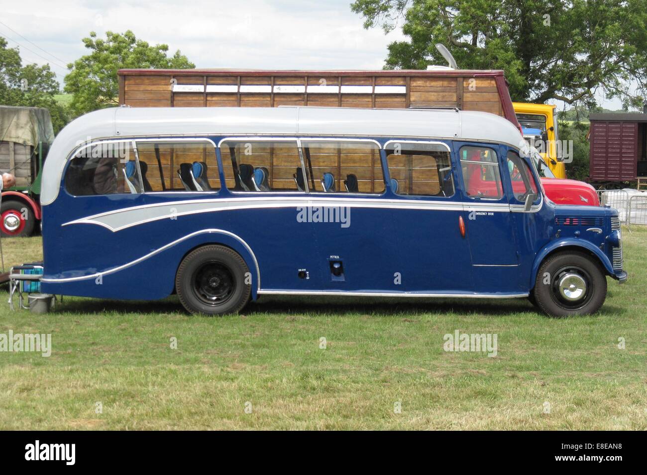 an old fashioned blue luxury coach Stock Photo - Alamy
