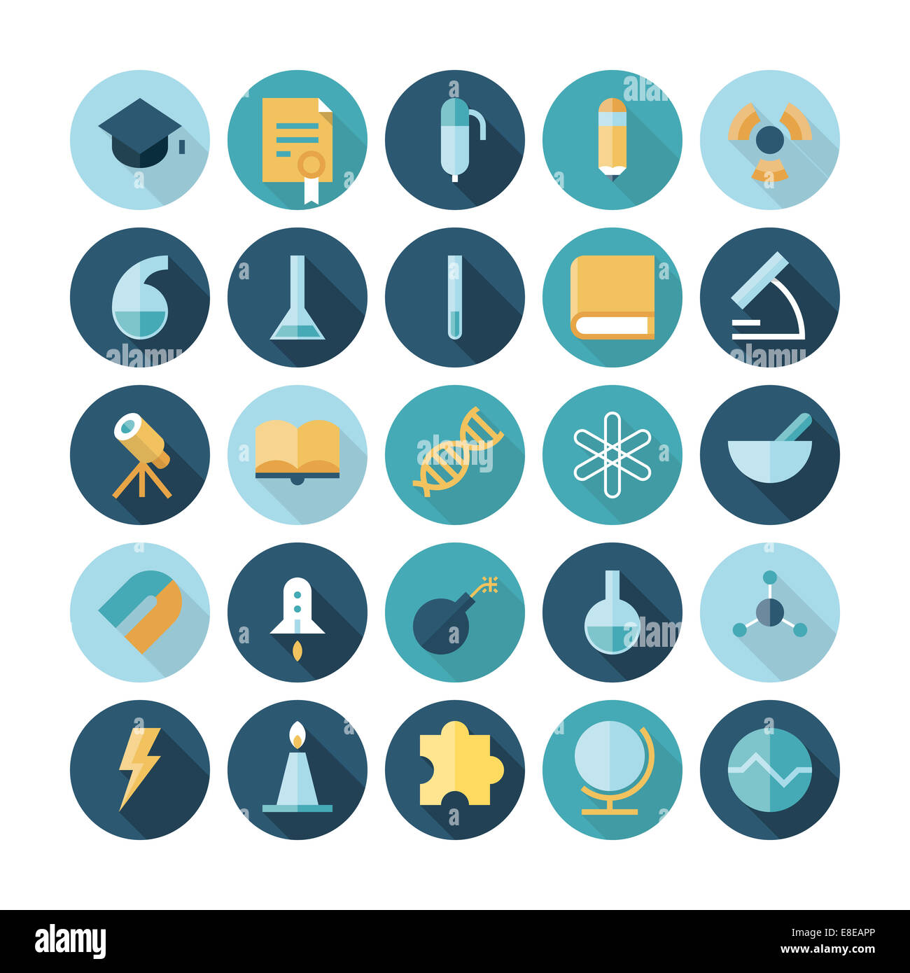 Flat design icons for science and education Stock Photo - Alamy