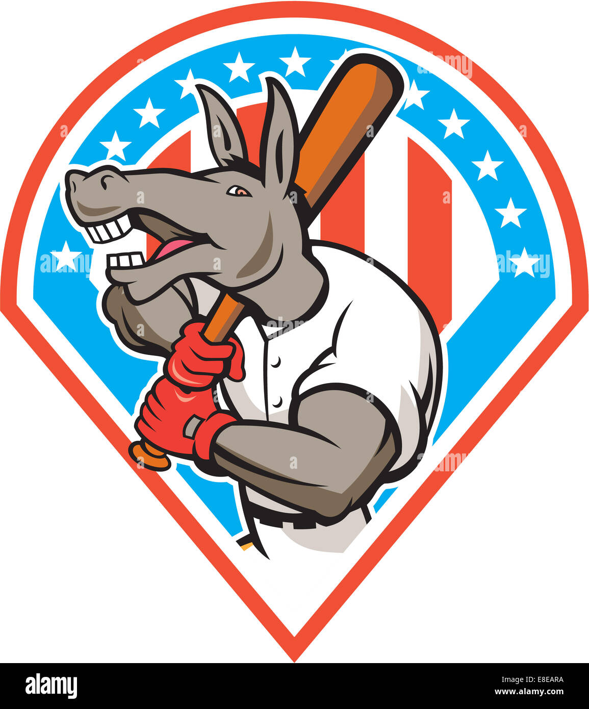 Illustration of a donkey baseball player holding bat on shoulder ...