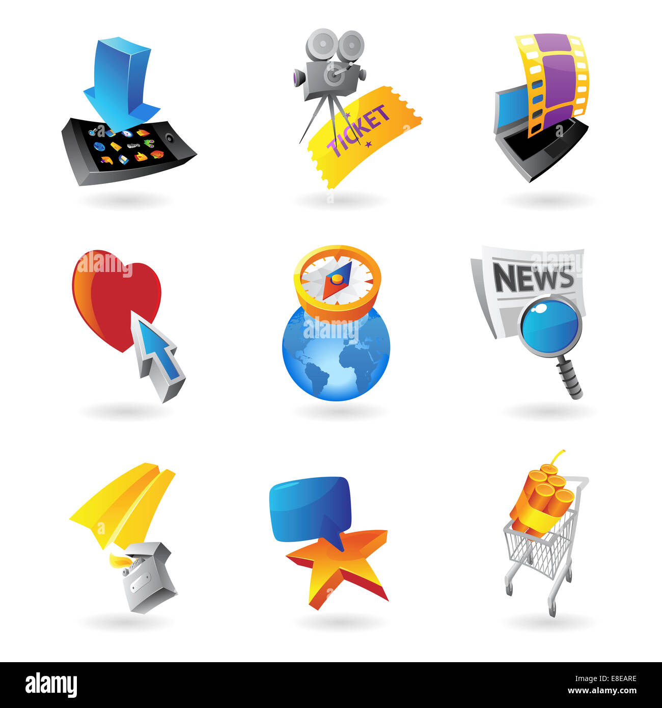 Icons for media, information and entertainment Stock Photo - Alamy