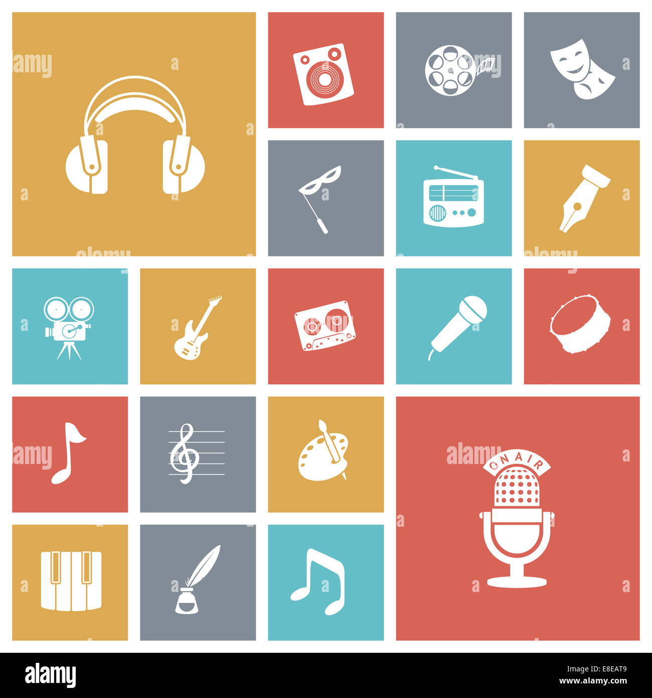 Flat design icons for music and sound Stock Photo - Alamy