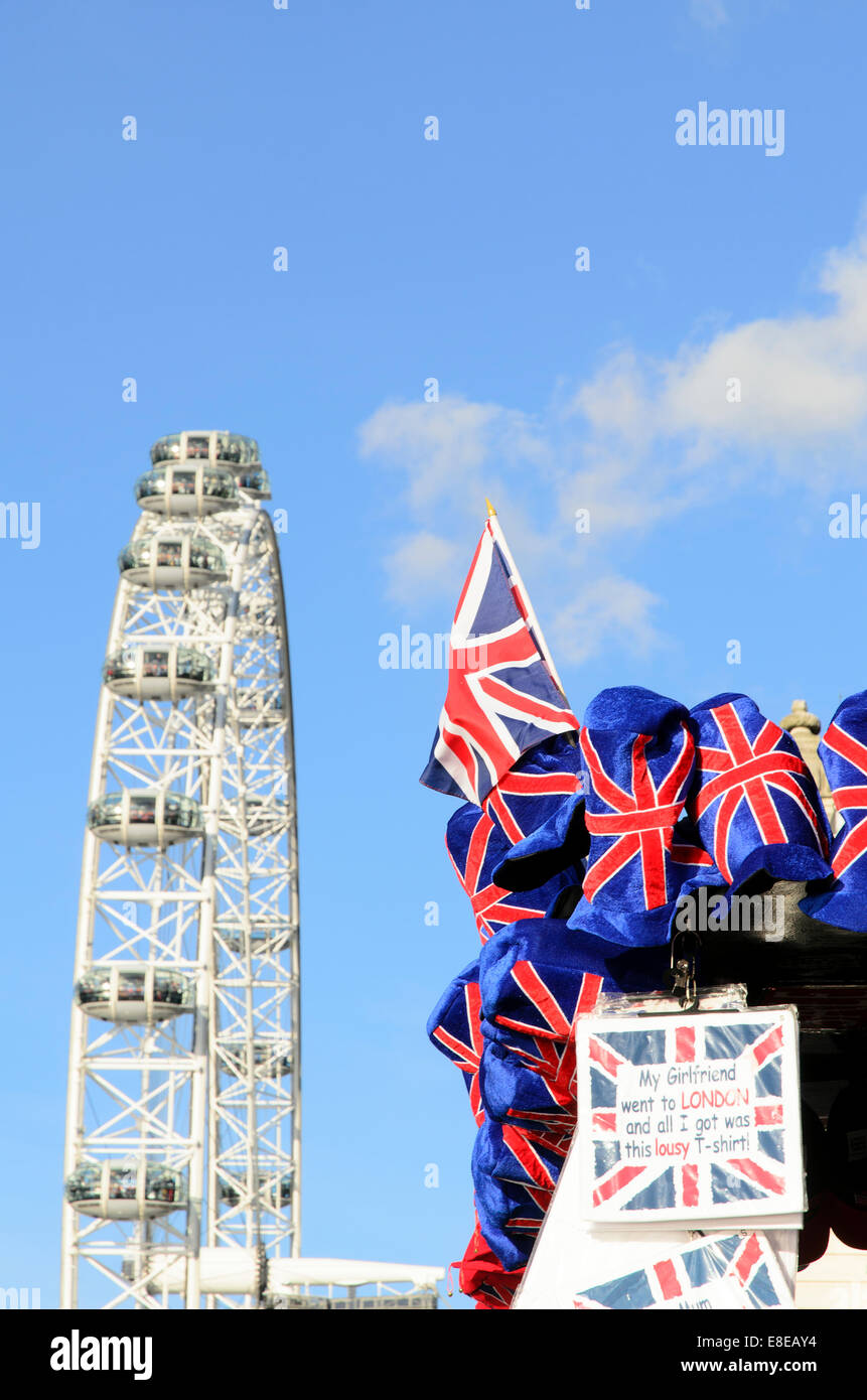 British Union flag and the Millennium Wheel on the background - London ...