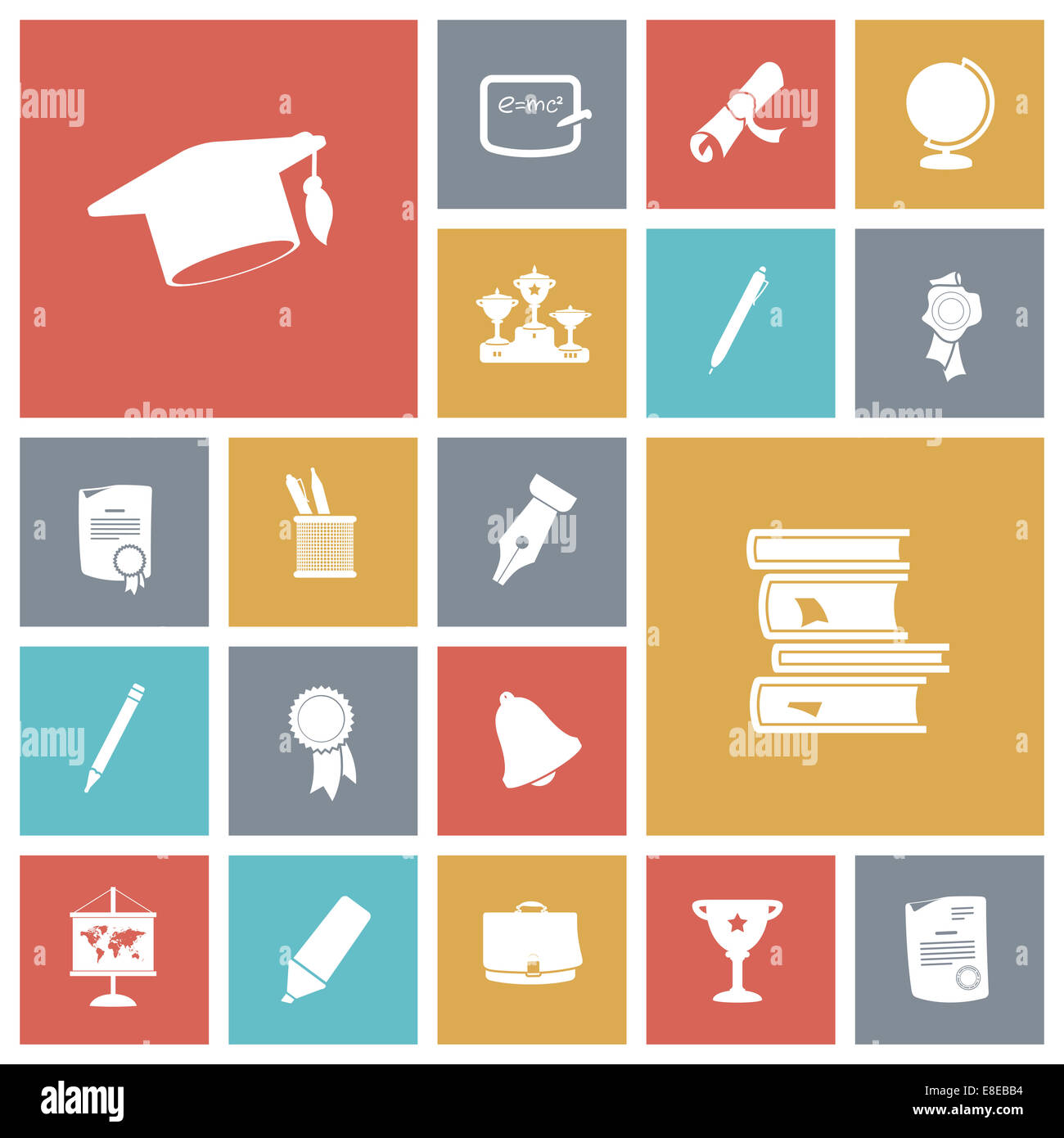 Flat design icons for education Stock Photo - Alamy