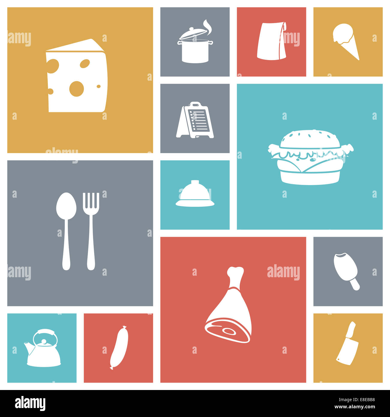 Flat design icons for food Stock Photo - Alamy