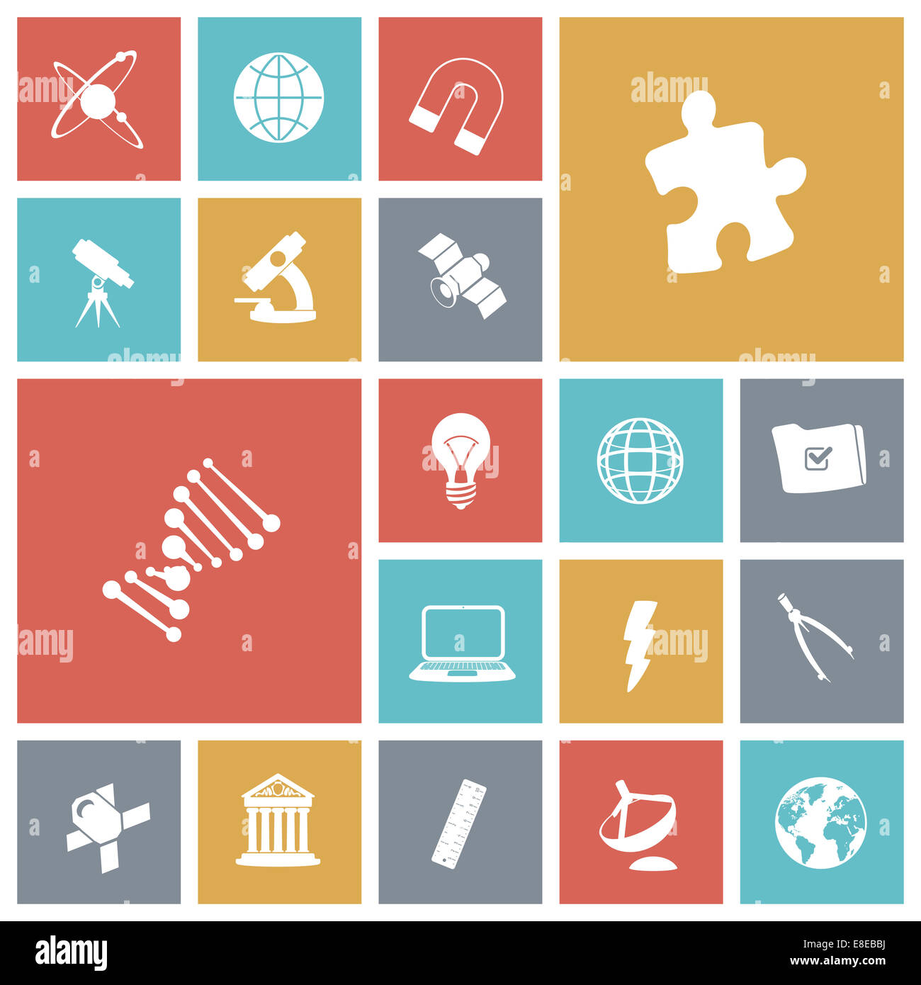 Flat design icons for science Stock Photo - Alamy