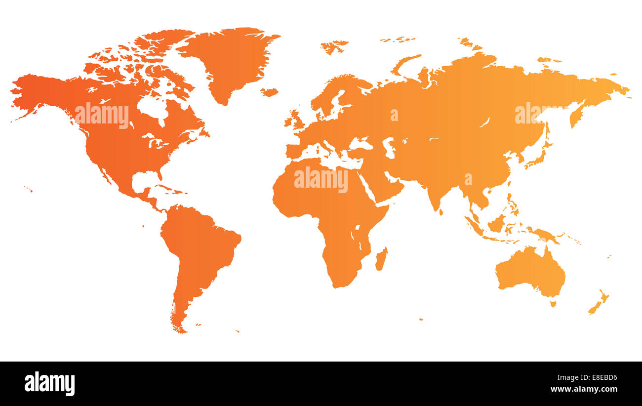 High quality orange map of the World Stock Photo - Alamy