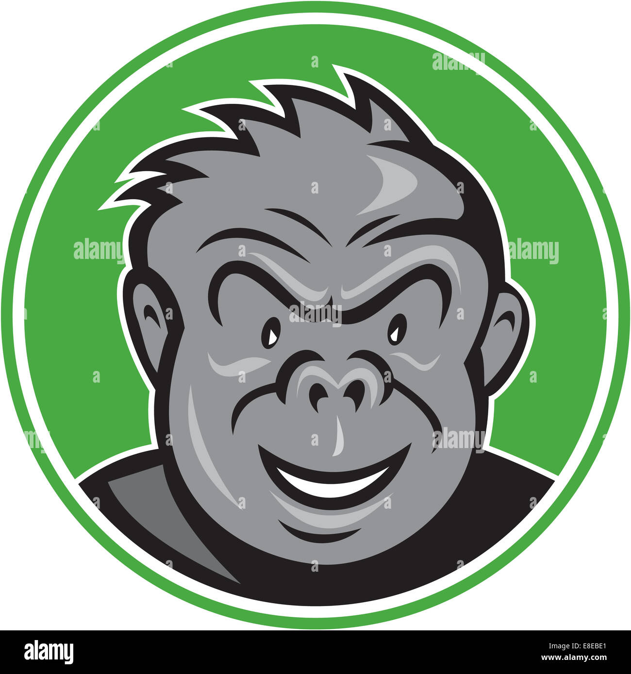 Illustration of an angry gorilla ape head set inside circle on isolated ...