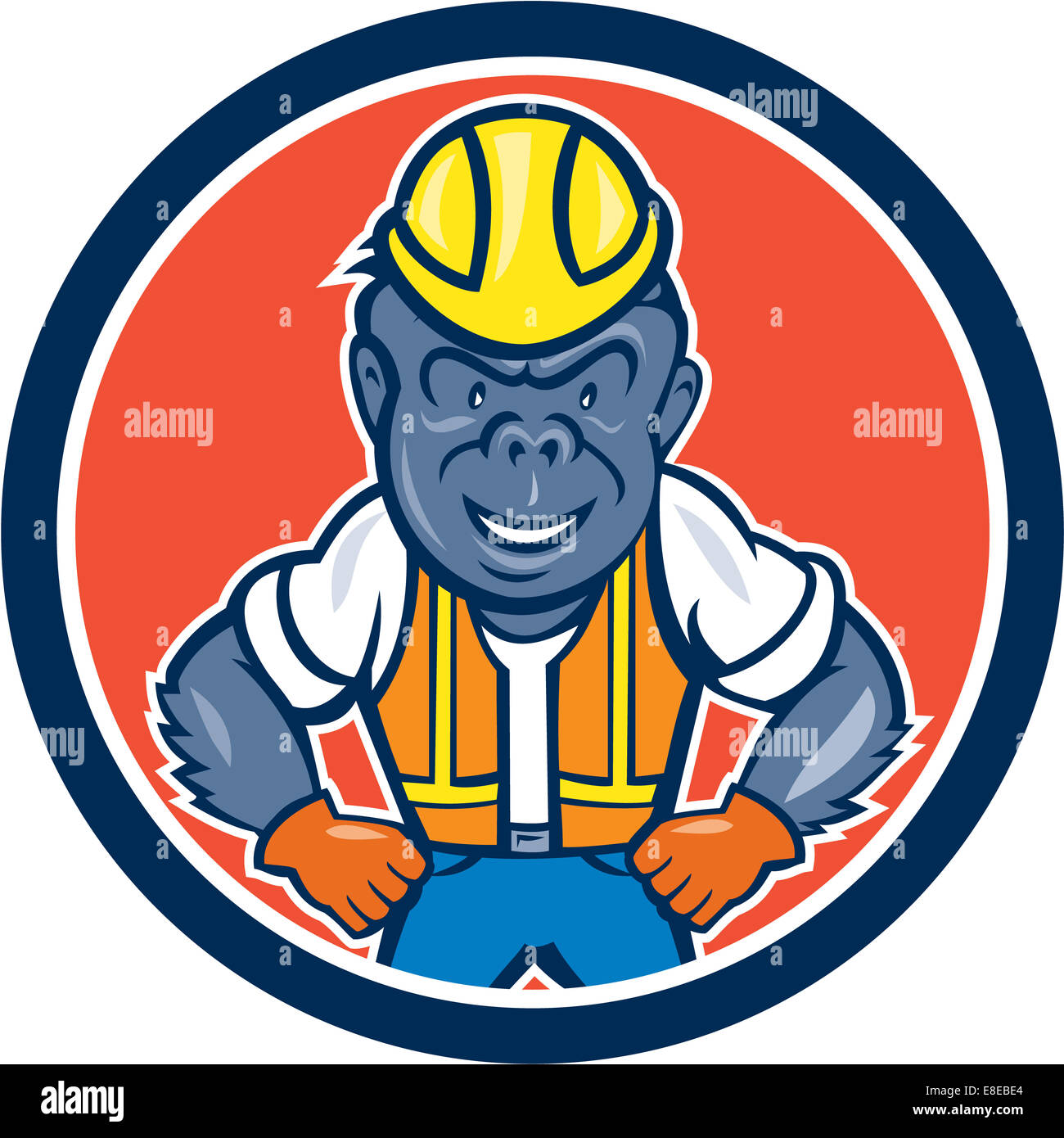 Illustration of an angry gorilla ape construction worker with hard hat ...
