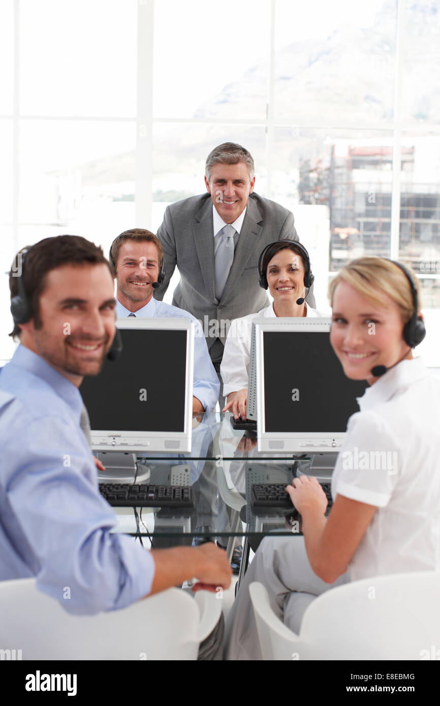 Happy people at work Stock Photo - Alamy