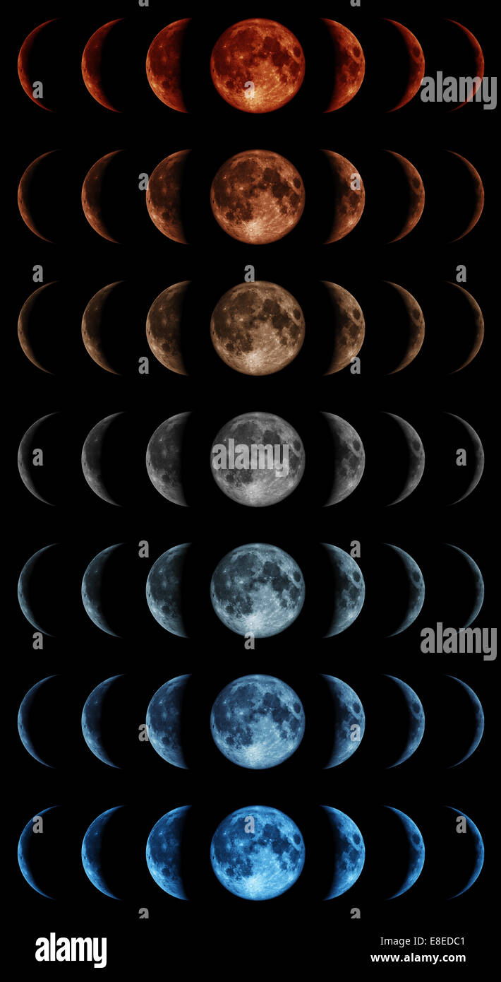 Phases of the moon on black background Stock Photo - Alamy