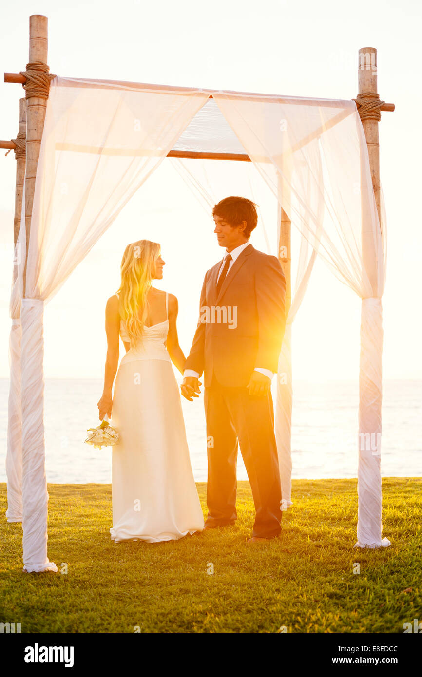 Beautiful Sunset Wedding Stock Photo - Alamy