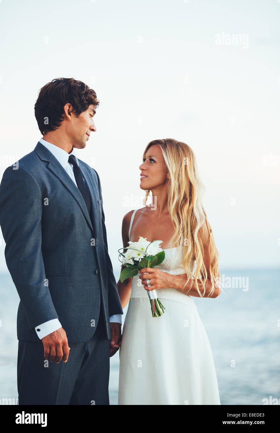 Wedding. Beautiful Romantic Bride and Groom Just Married Stock Photo ...