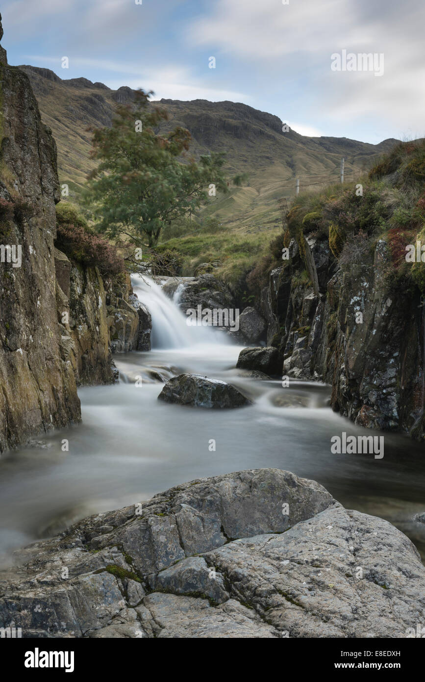 Waterfall on Grains Gill at Stockley Bridge, Seathwaite, Borrowdale ...