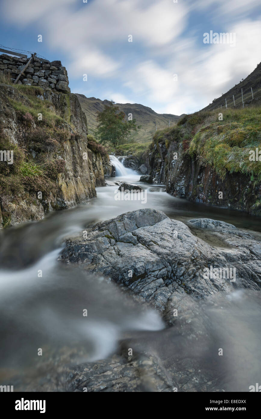 Waterfall on Grains Gill at Stockley Bridge, Seathwaite, Borrowdale ...