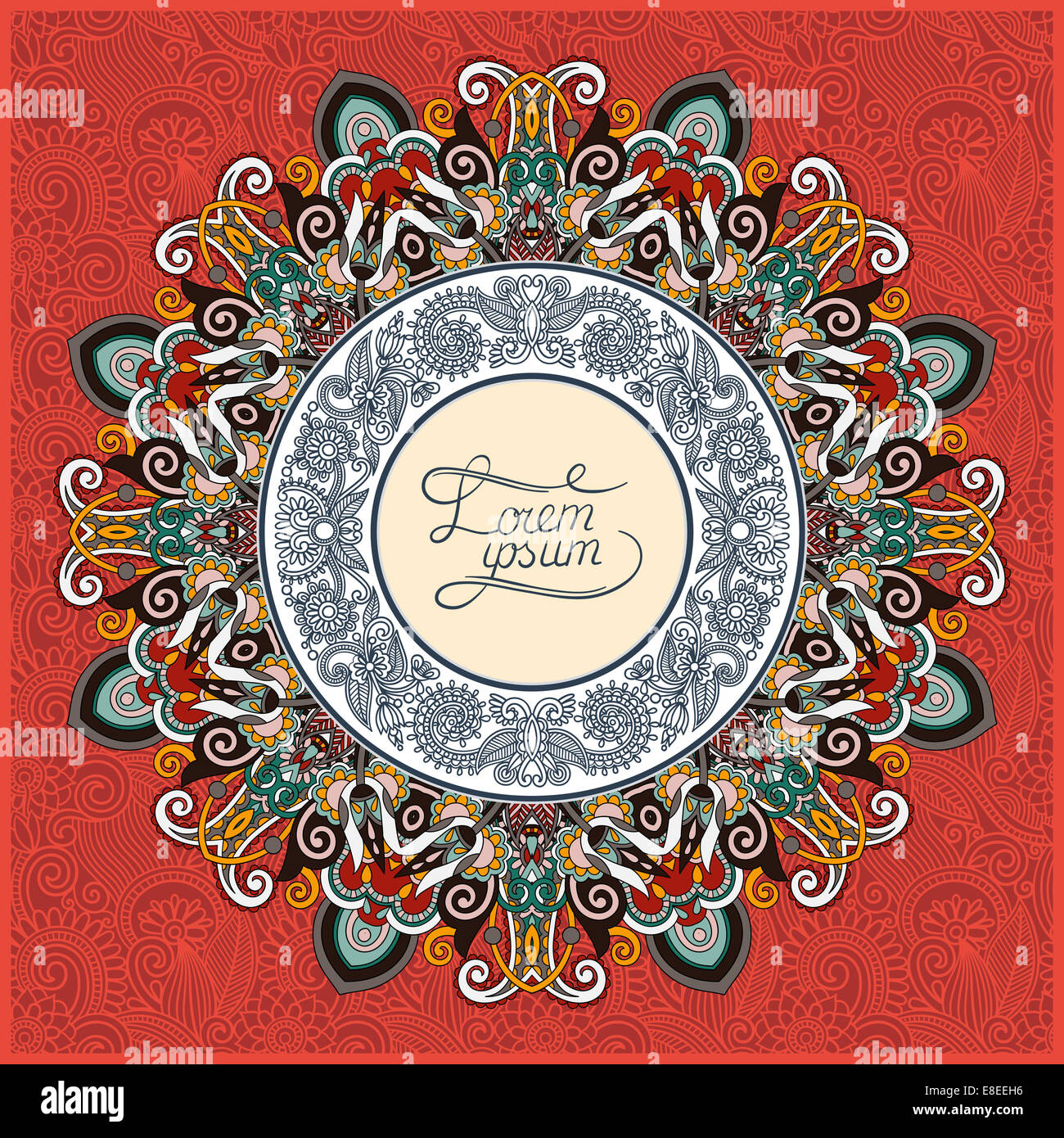 round ornamental frame, circle floral background Stock Photo - Alamy
