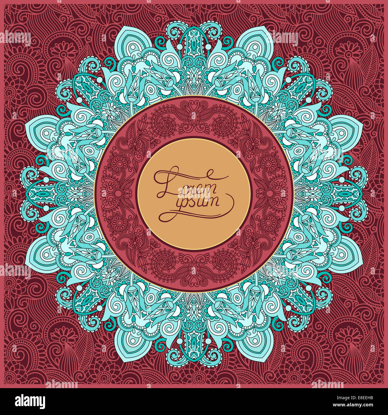 round ornamental frame, circle floral background Stock Photo - Alamy