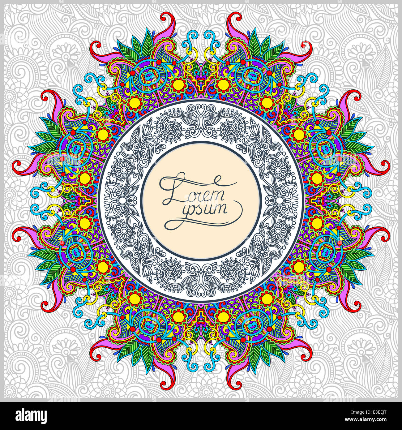 round ornamental frame, circle floral background Stock Photo - Alamy