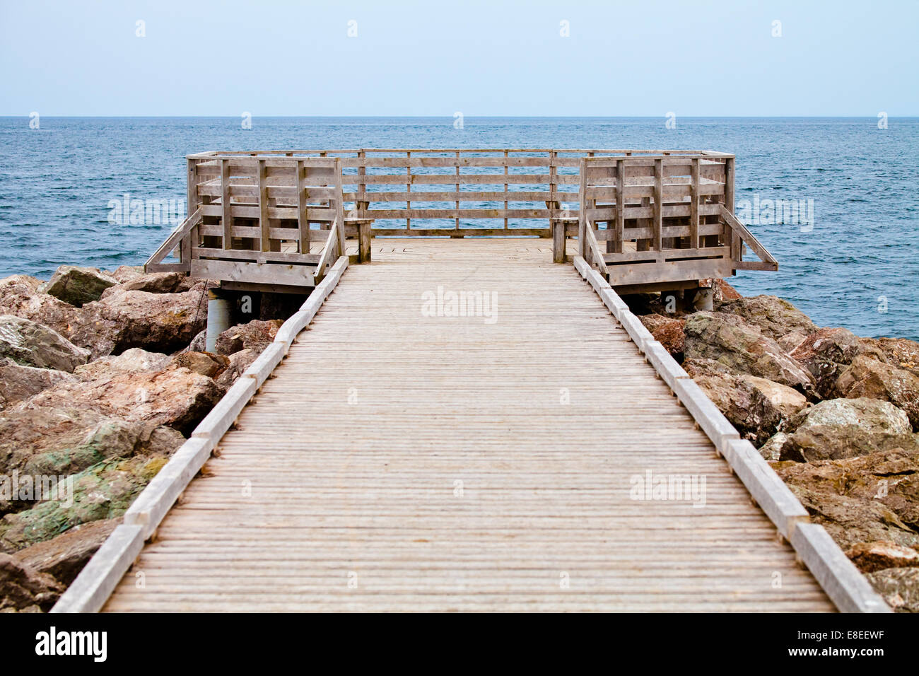 Long Wooden Dock with Observatory and Beautiful View of the Calm Ocean ...