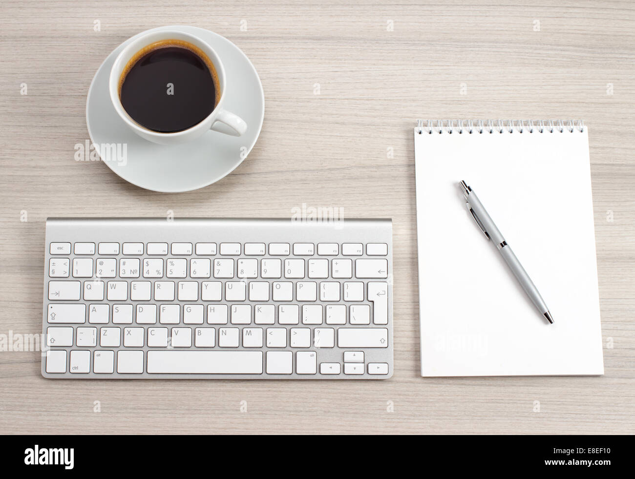 Cup coffee notepad keyboard hi-res stock photography and images - Alamy