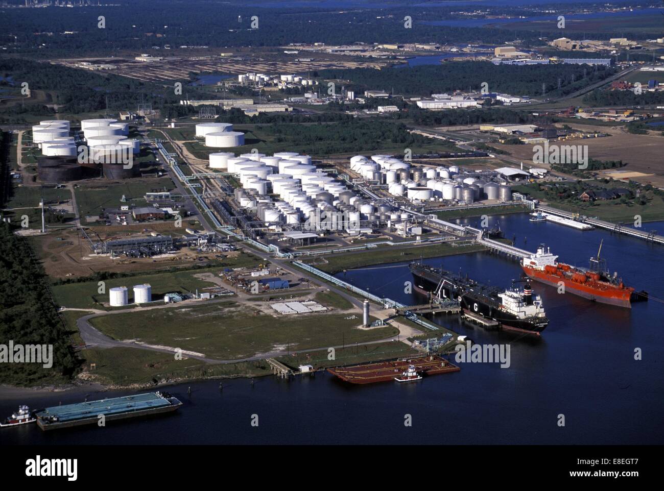 Oil Tankers Offloading At Oil Storage Facility High Resolution Stock ...