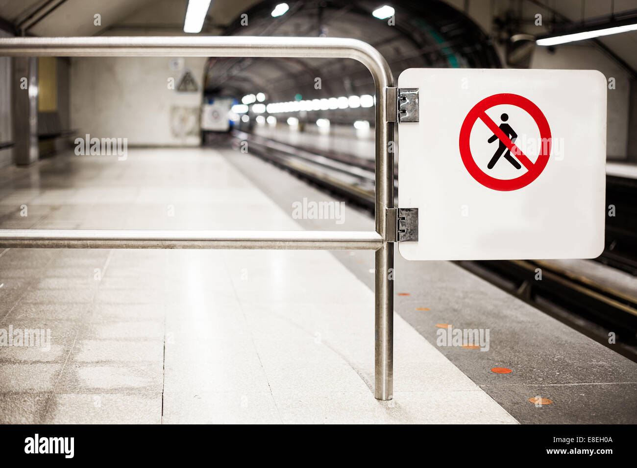 Safety Interdiction Sign (Do not Cross) on a Underground Subway ...