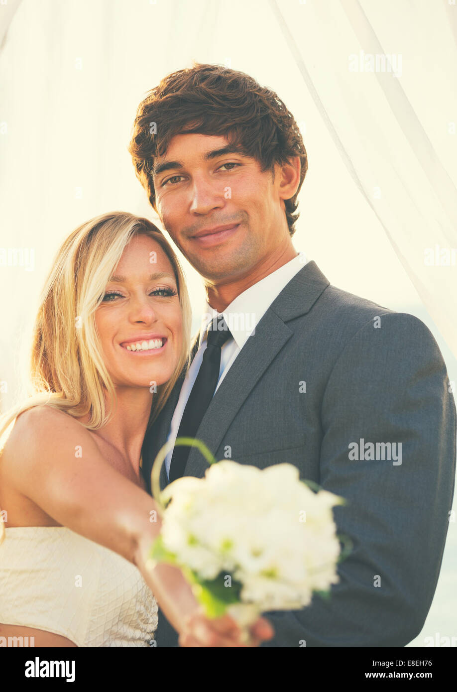 Romantic Beautiful Wedding Couple Stock Photo - Alamy