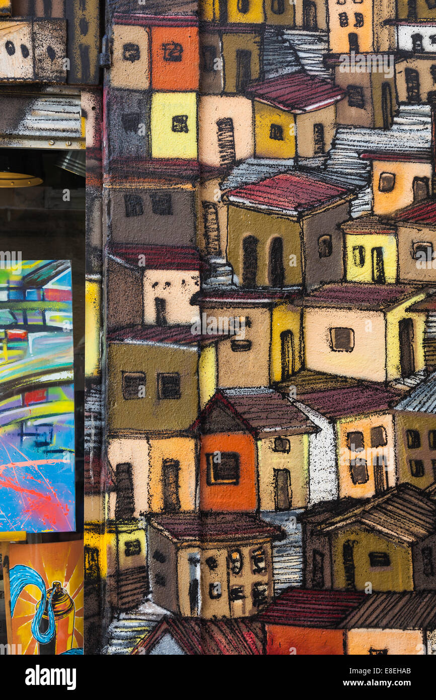 The houses of the Panier district in cartoon form, Marseille, France ...
