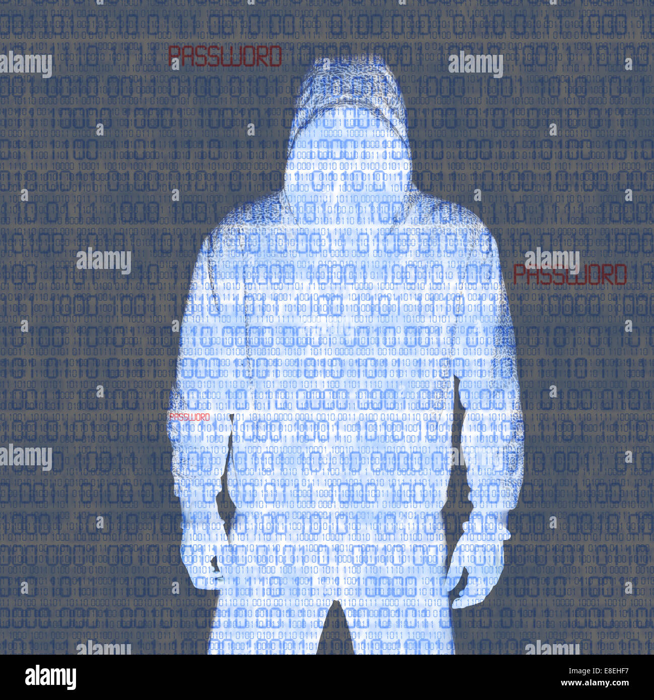 Hacker in Silhouette and Binary codes background Stock Photo - Alamy