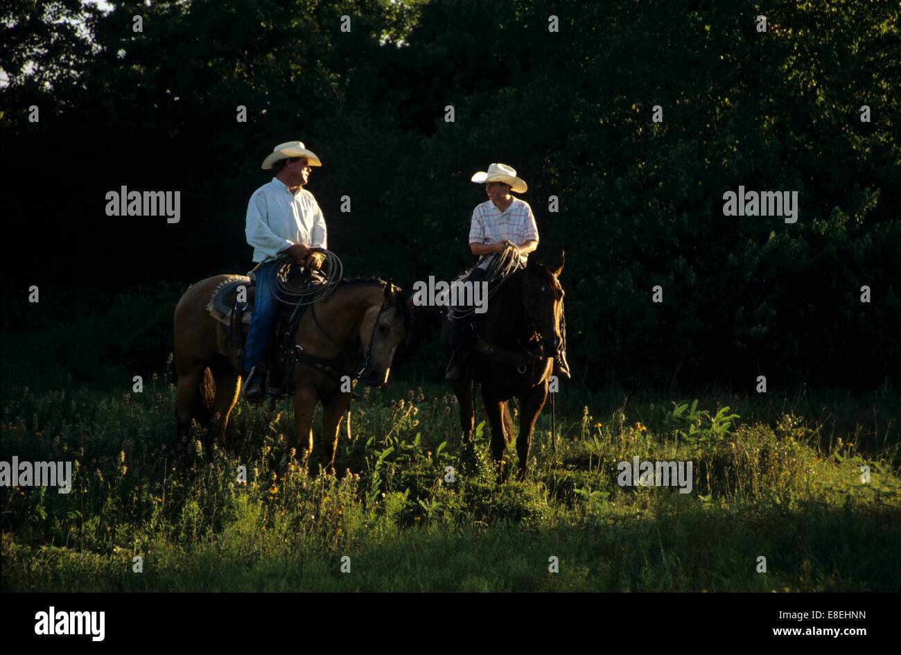 Two cowboys riding horses hi-res stock photography and images - Alamy