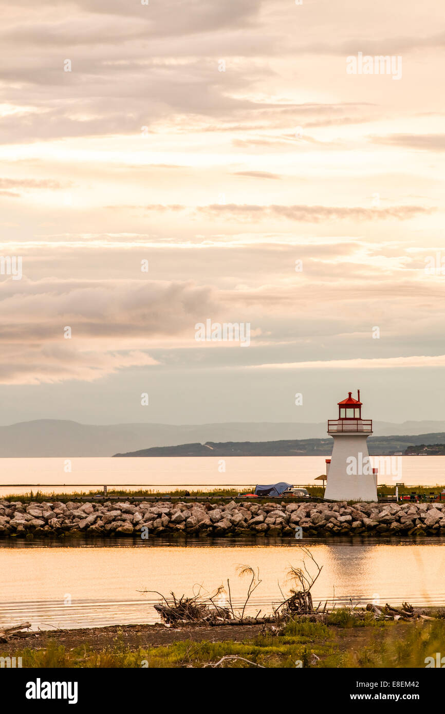 Backlit Lighthouse in Gaspe Peninsula, New Richmond, Quebec, Canada ...