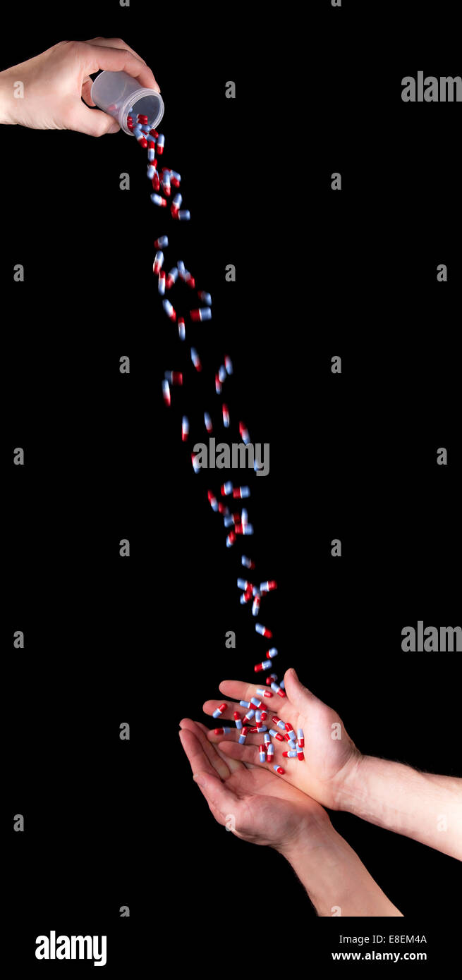 Drugs addiction - isolated on black background Stock Photo - Alamy