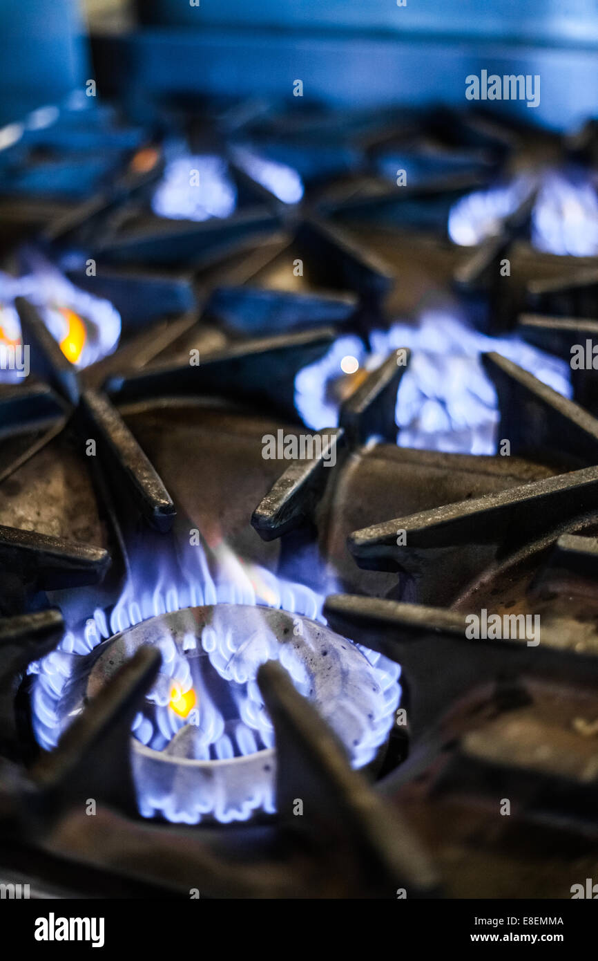 Natural Gas Stove in a Restaurant Kitchen Stock Photo - Alamy