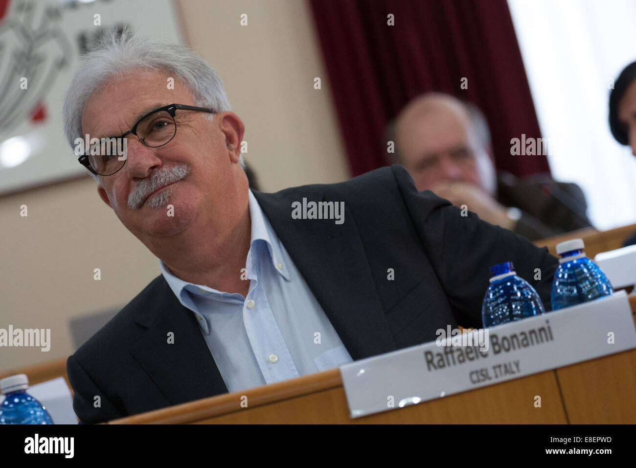 Raffaele Bonanni Secretary General of CISL during the press conference ...