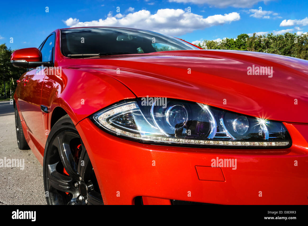 Luxury red car details view, elegant and beautiful Stock Photo - Alamy