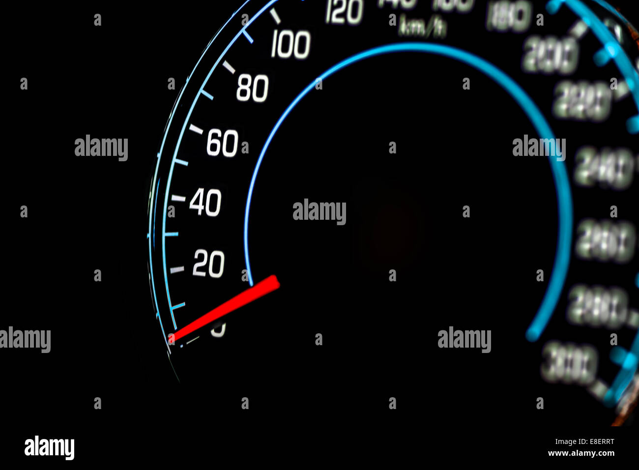 Speed control dashboard in modern luxury car, macro view Stock Photo ...
