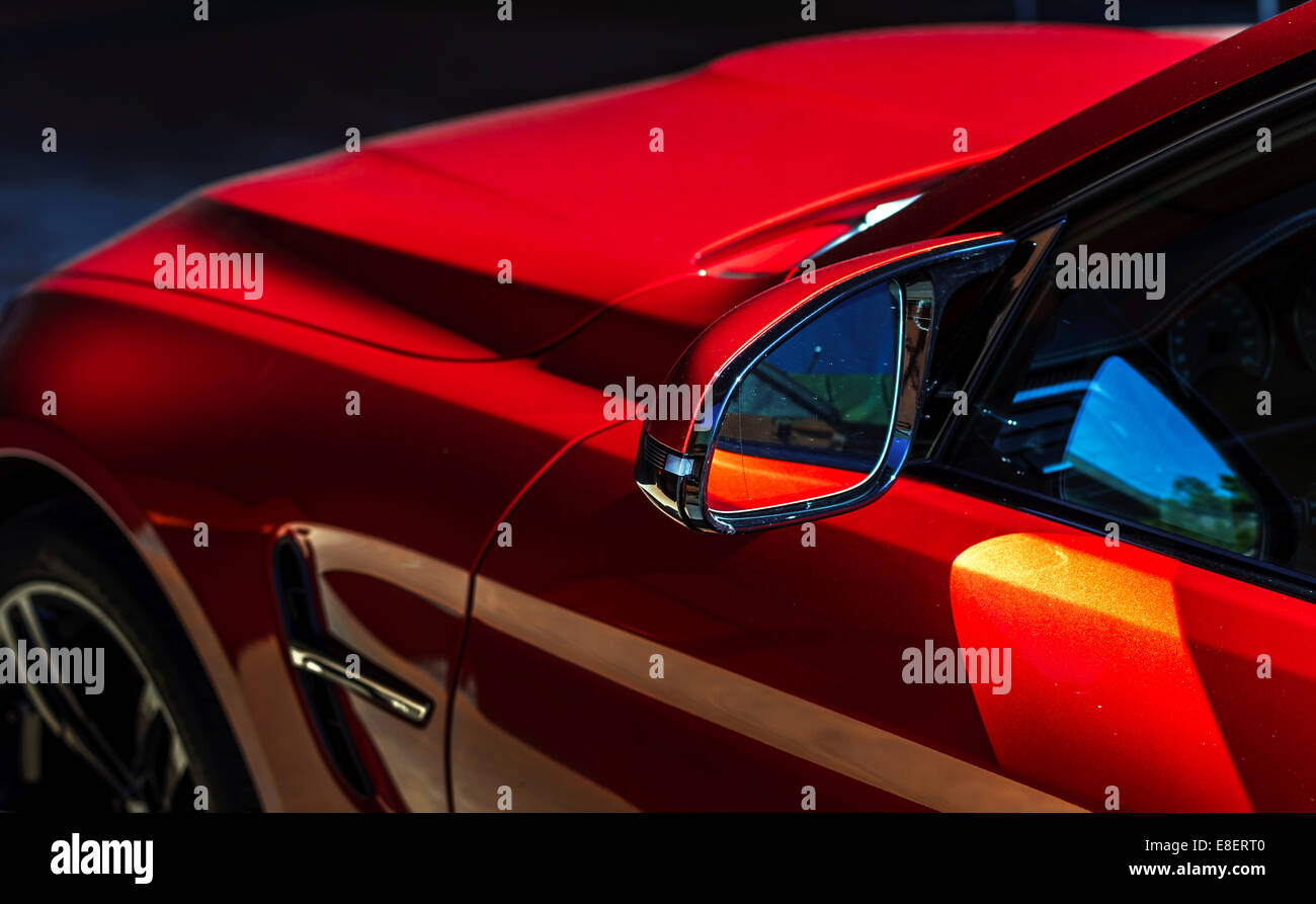 Luxury red car details view, elegant and beautiful Stock Photo - Alamy