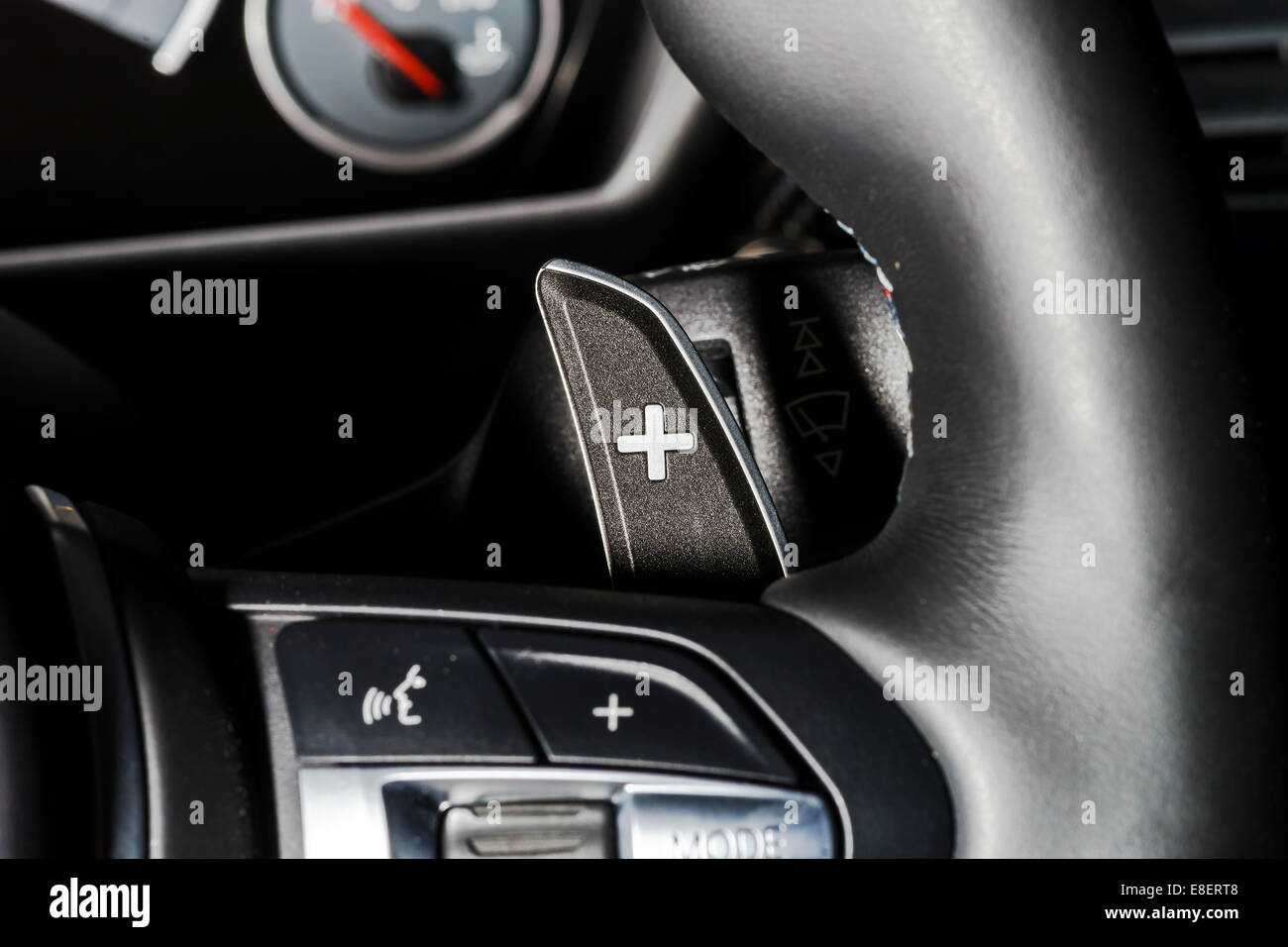 Speed control dashboard in modern luxury car, macro view Stock Photo ...