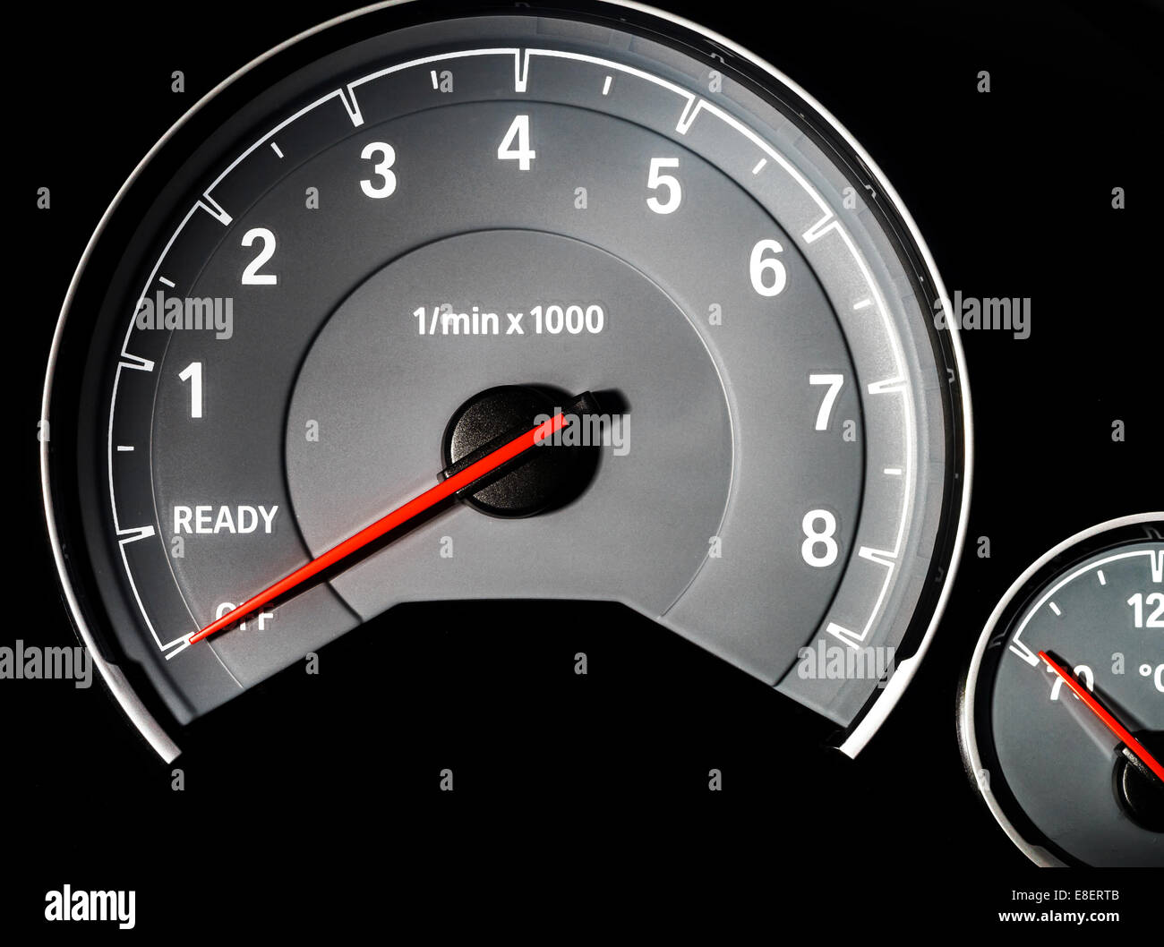 Speed control dashboard in modern luxury car, macro view Stock Photo ...