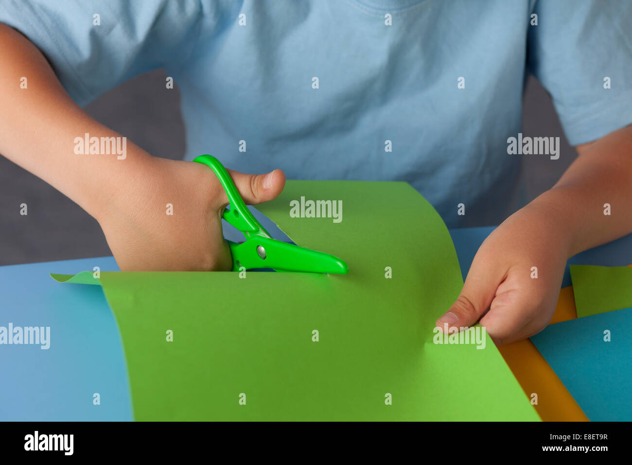 A young boy doing crafts Stock Photo - Alamy