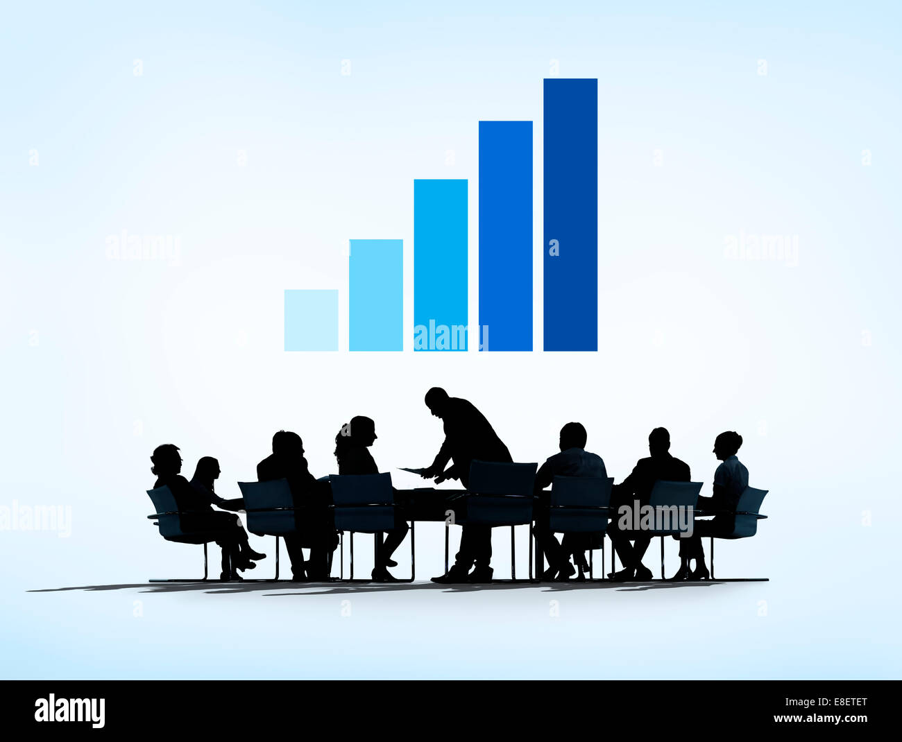 Business meeting with a blue graph Stock Photo - Alamy