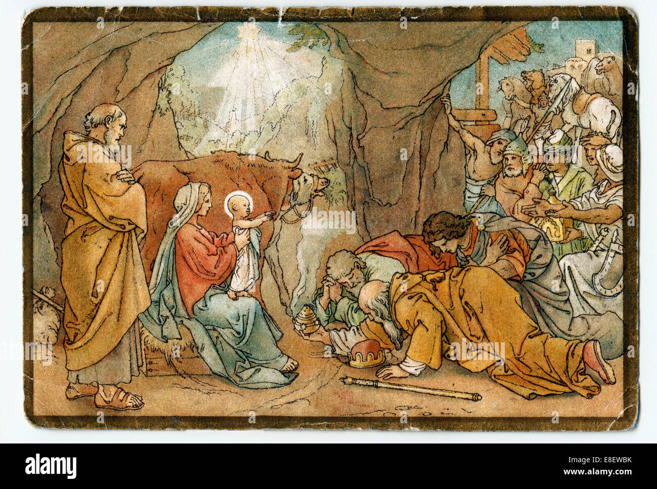 The three Magi kneeling before the Baby Jesus, adoration of the Magi ... The three Magi kneeling before the Baby Jesus, adoration of the Magi ...