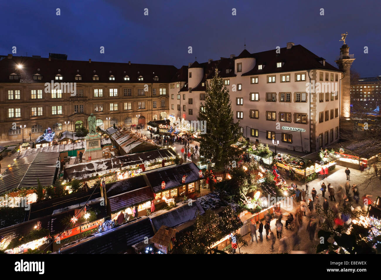 Christmas market on Schillerplatz square, Stuttgart, Baden-Württemberg ...