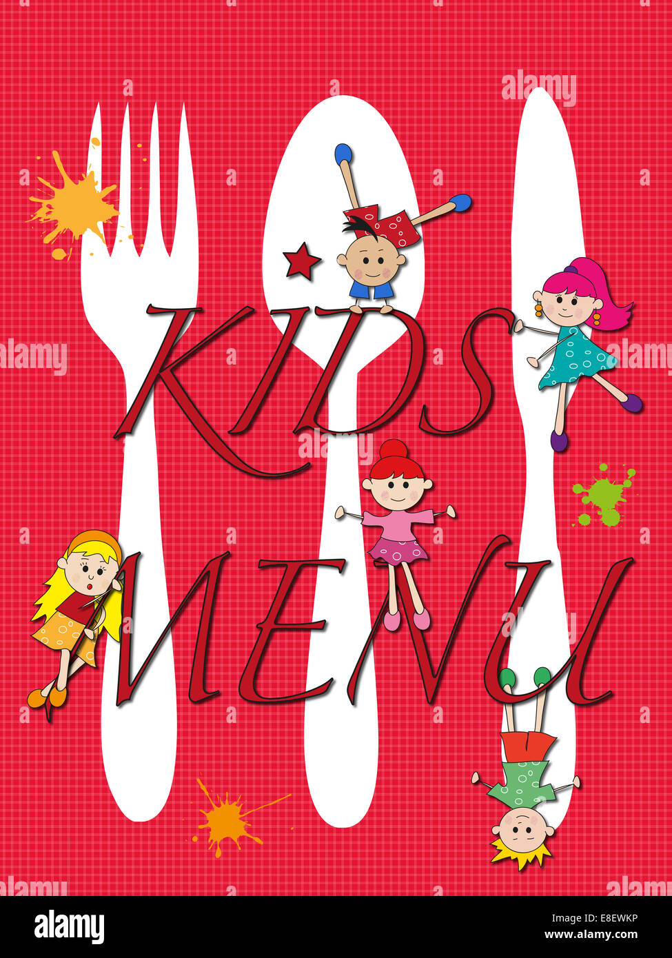 illustration of kids menu with funny children Stock Photo - Alamy