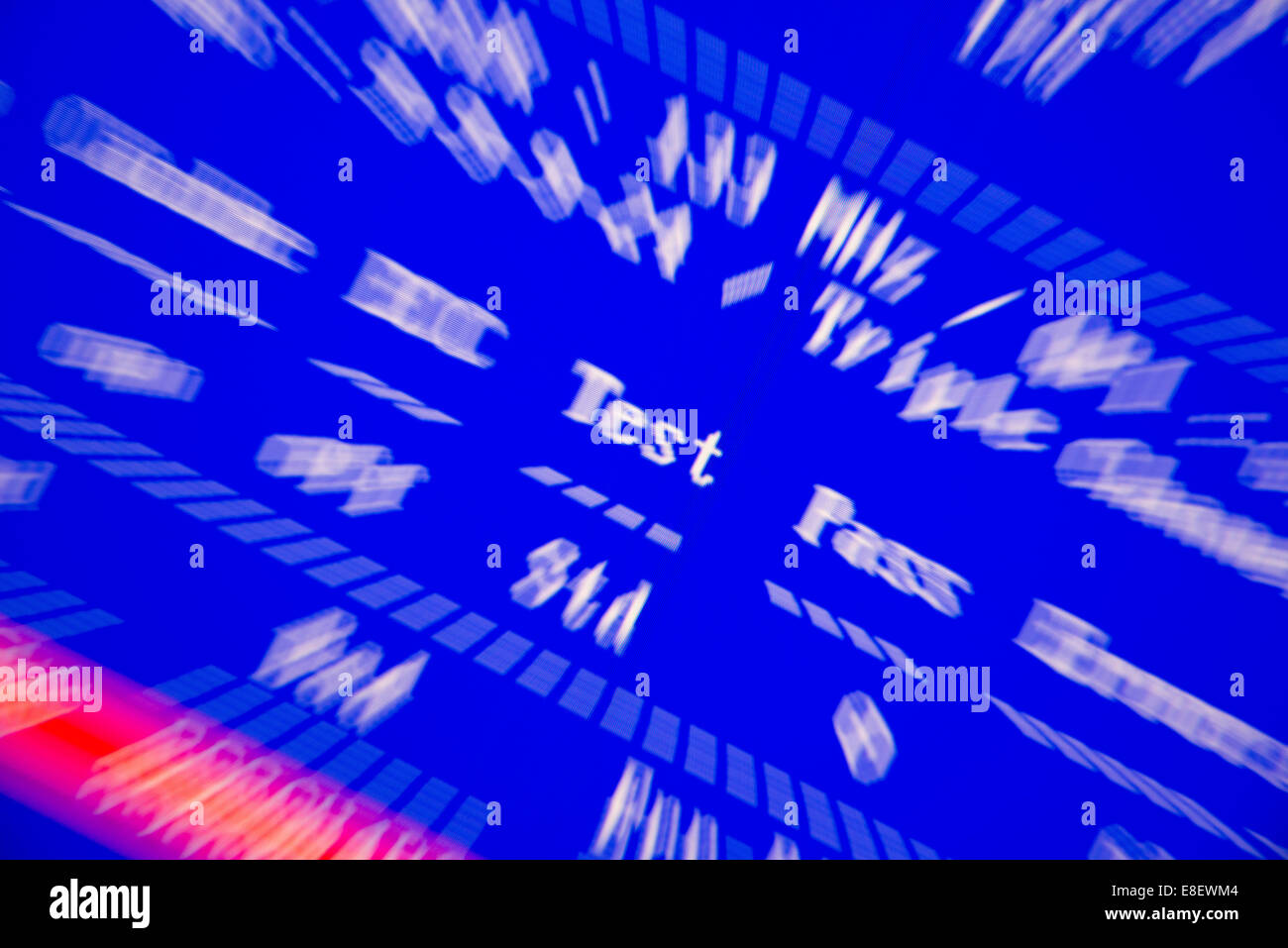 Test, error message on a blue screen Stock Photo - Alamy