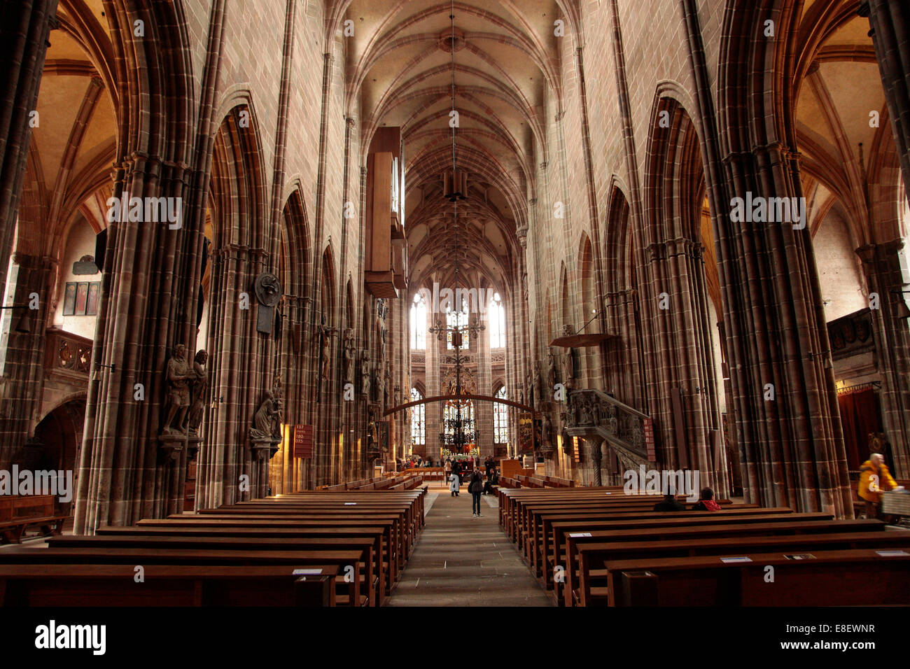 Interior of the Gothic Lorenzkirche church or St. Lawrence's church ...