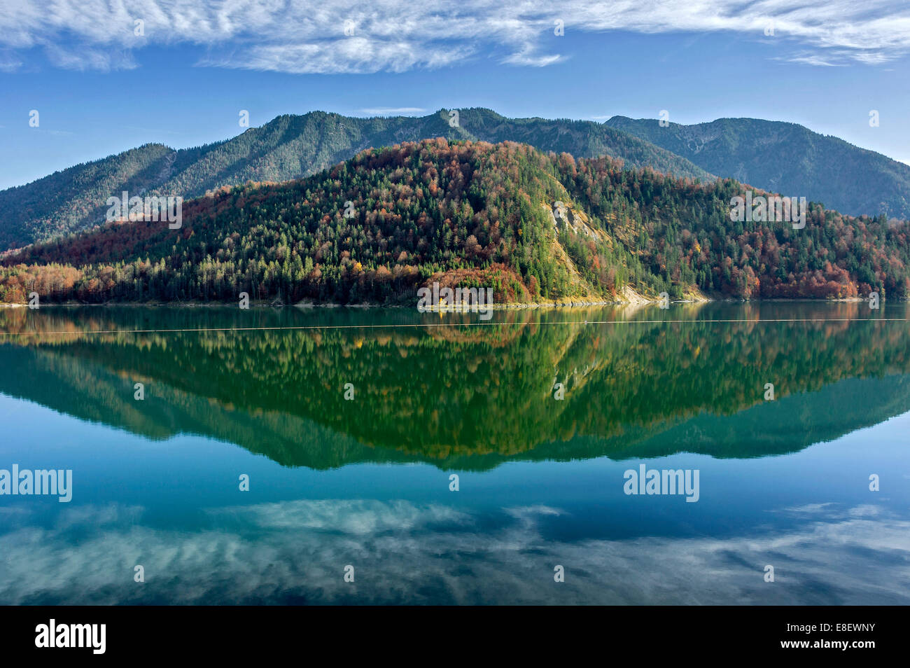 Isar river dammed at Sylvenstein Dam, Isar Valley at Isarwinkel, Upper ...