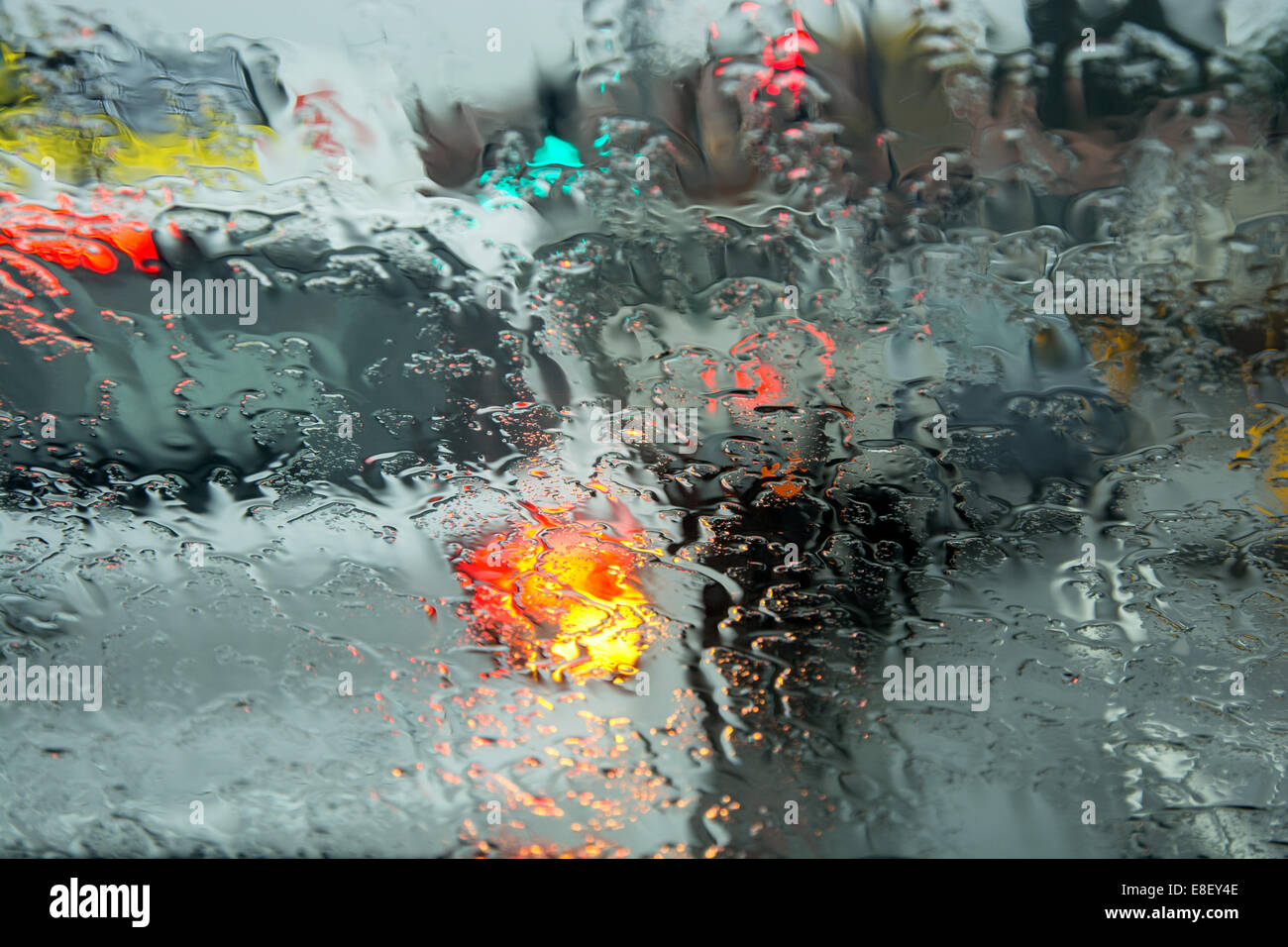 Rain on windscreen Stock Photo - Alamy