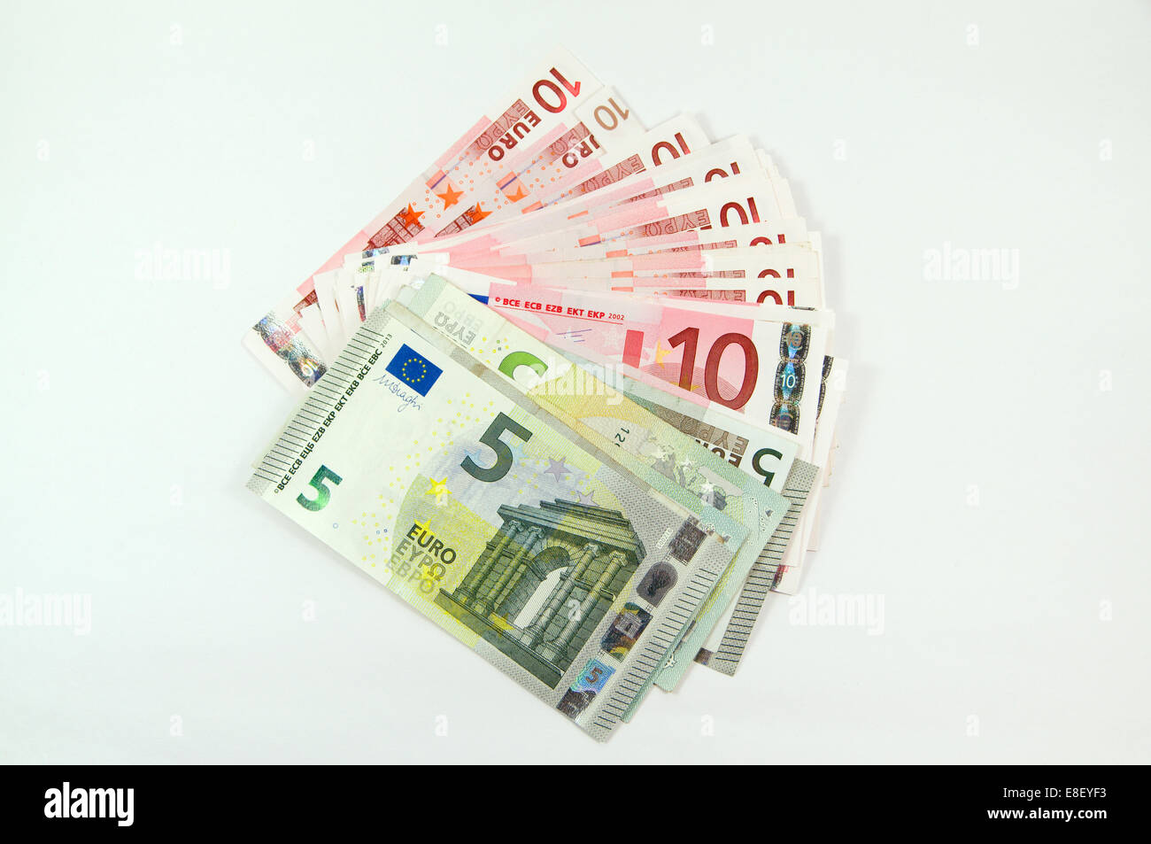 Pile coins notes euro hi-res stock photography and images - Alamy