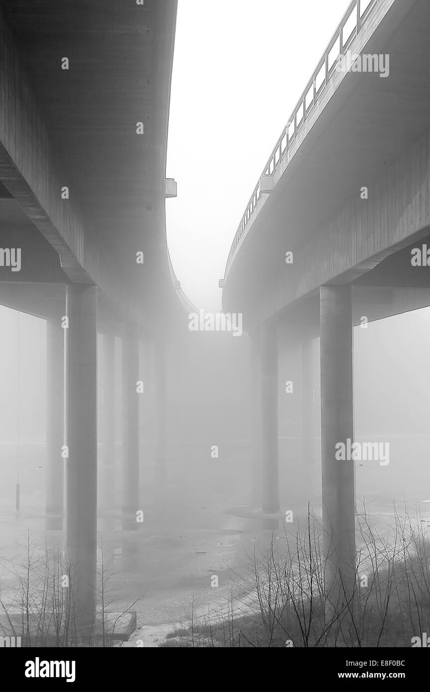 Bridge in fog Stock Photo - Alamy