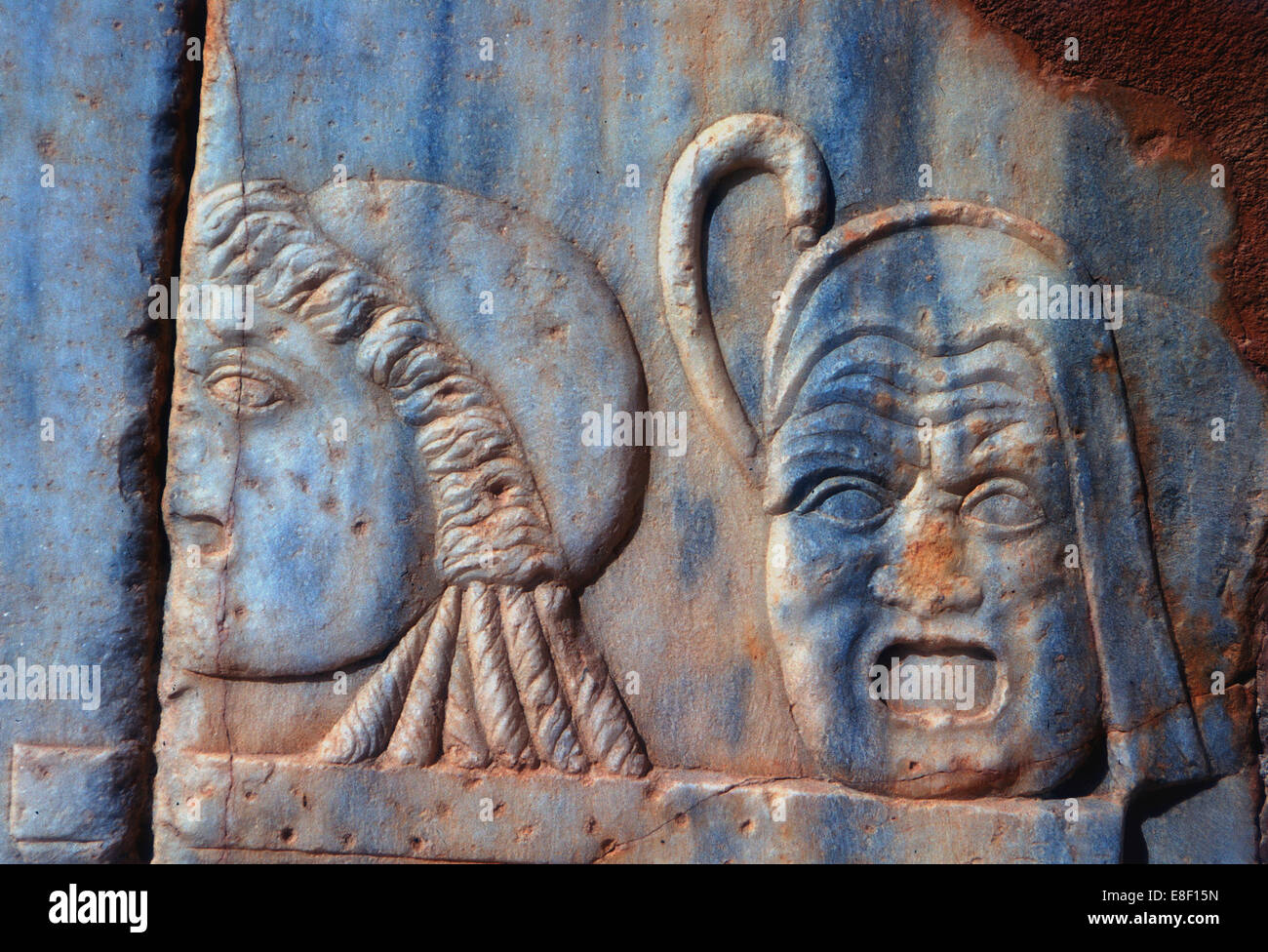 Roman comic masks, Sabratha, Libya, c161-c192 AD Stock Photo - Alamy